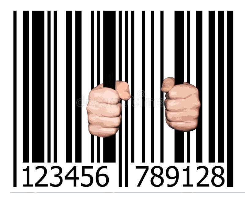 Hands Holding Barcode Stripes As Jail Bars Stock Illustration ...