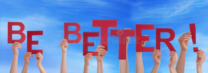 Hands Holding Be Better in the Sky Stock Image - Image of improvement ...