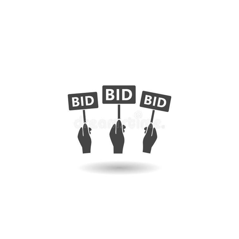 Hands Holding Bids Icon with Shadow Stock Vector - Illustration of ...
