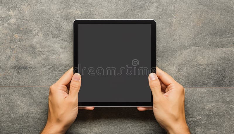 Hands Holding Black Tablet COPY SPACE ILLUSTRATION TEMPLATE Stock ...