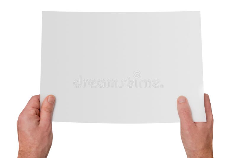 Hands holding blank paper stock image. Image of thumb - 18342895