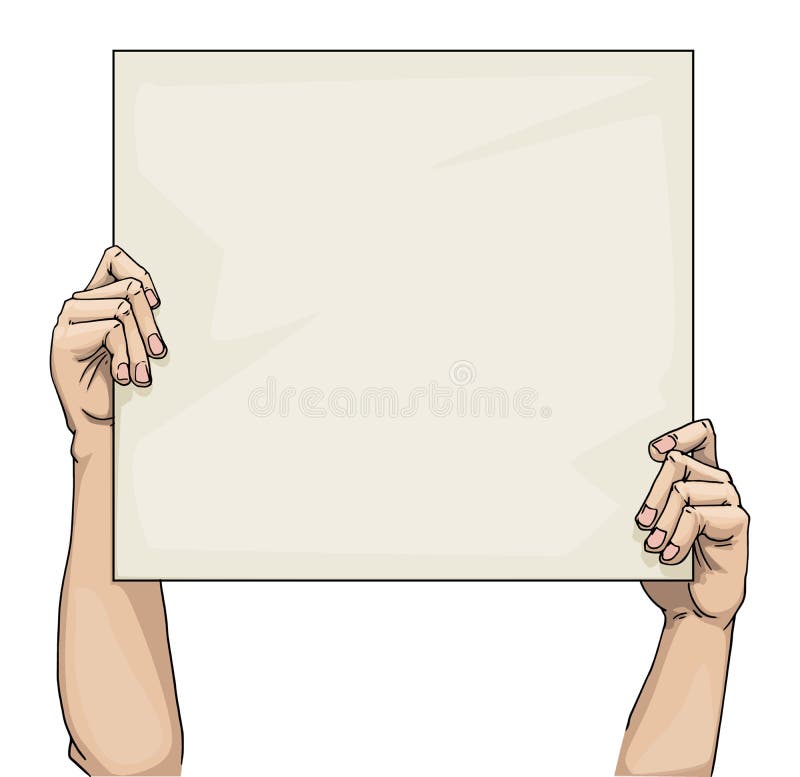 Hands holding a blank sign stock vector. Illustration of notepad - 59507590