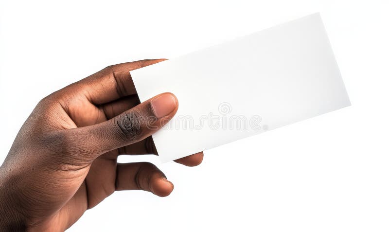 Hands Holding a Blank White Card on a White Background Stock ...