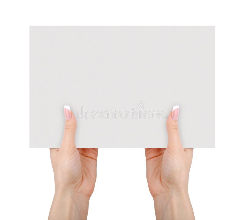 Hands Holding a Blank White Paper Isolated Stock Photo - Image of ...