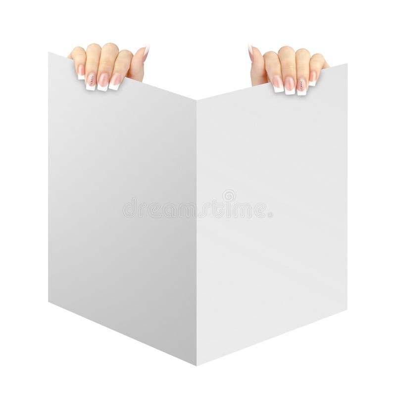 Hands Holding a Blank White Paper Isolated Stock Photo - Image of ...