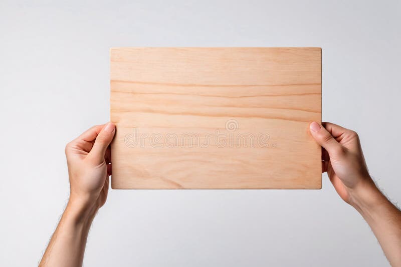 Hands Holding Blank Wooden Sign Stock Illustration - Illustration of ...