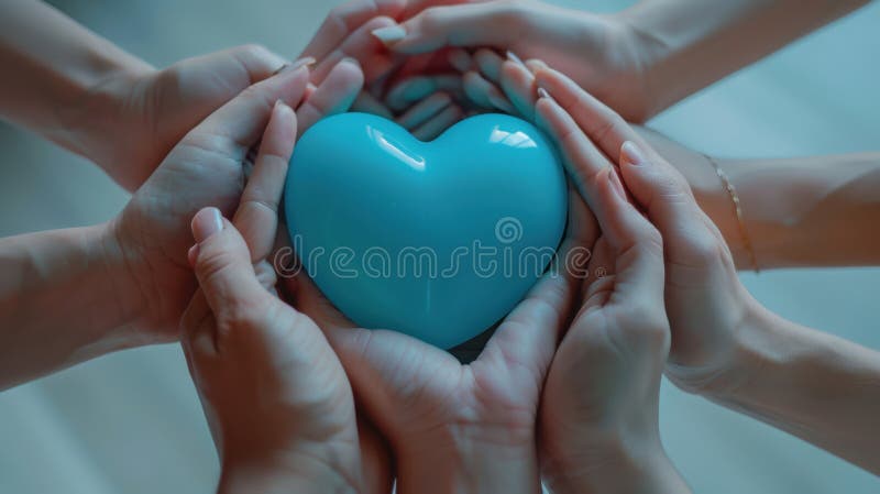 Hands Holding Blue Heart.AI Generated Image Stock Image - Image of ...
