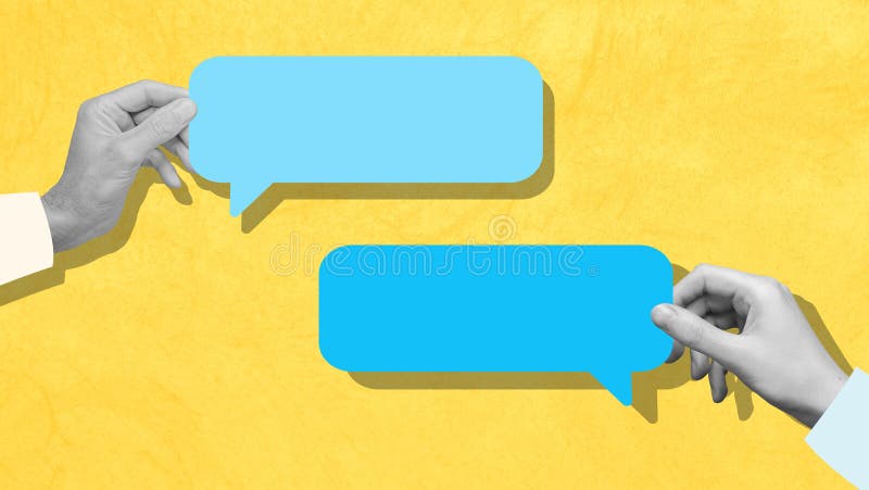 Hands Holding Blue Speech Bubbles, Symbolizing Business Communication ...