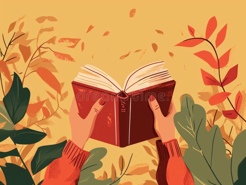 Hands Holding a Book. Illustration in Flat Cartoon Style Stock ...