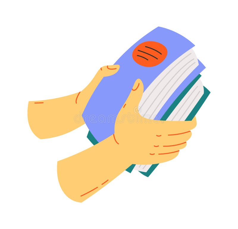 Hands Holding Books Flat Icon Stock Vector - Illustration of finger ...