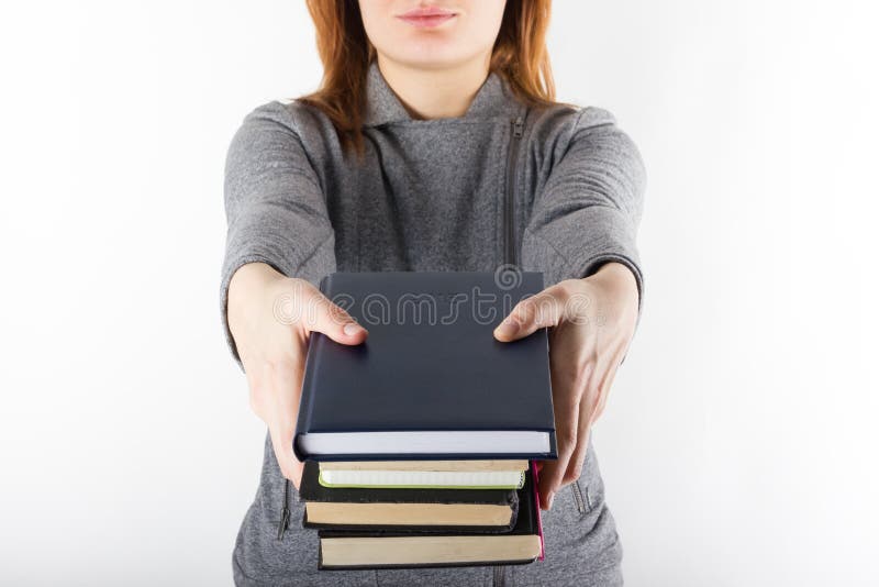 Hands Holding Books on White Background, Education Background Stock ...