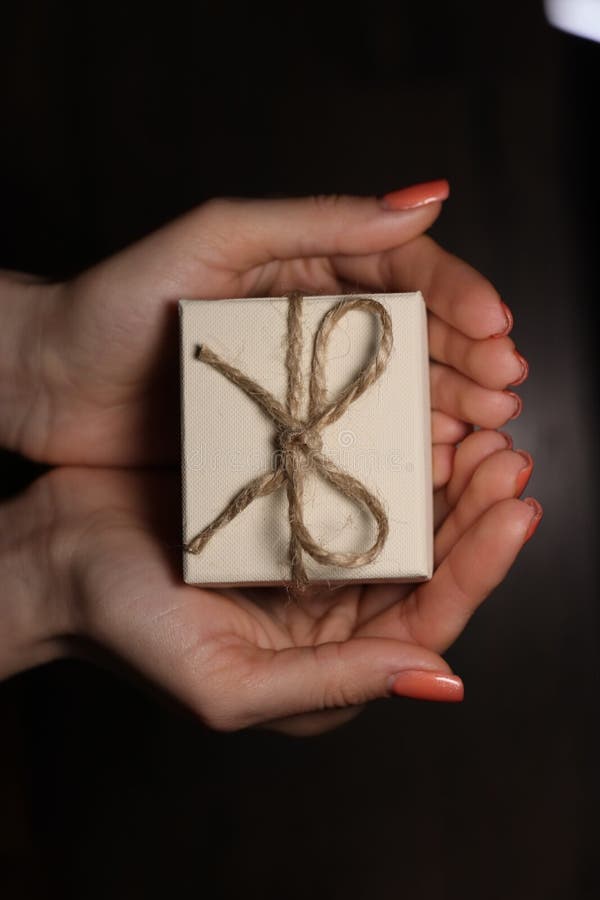 Hands holding a box. stock photo. Image of adult, woman - 176414896