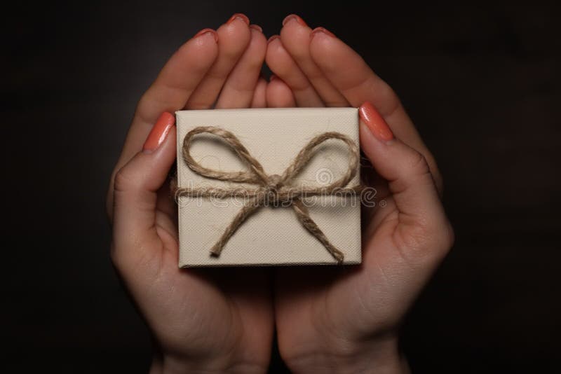 Hands holding a box. stock photo. Image of holding, gift - 176414916