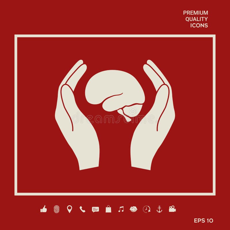 Hands Holding Brain - Protection Icon. Graphic Elements for Your Design ...