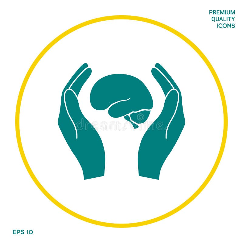 Hands Holding Brain - Protection Icon. Graphic Elements for Your Design ...