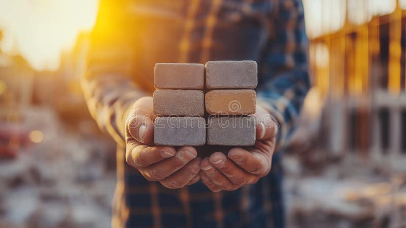 Hands Holding a Brick and Mortar, Symbolizing Building a Strong ...