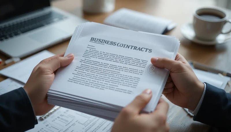 Hands Holding Business Contract - Professional Agreement with AI Stock ...