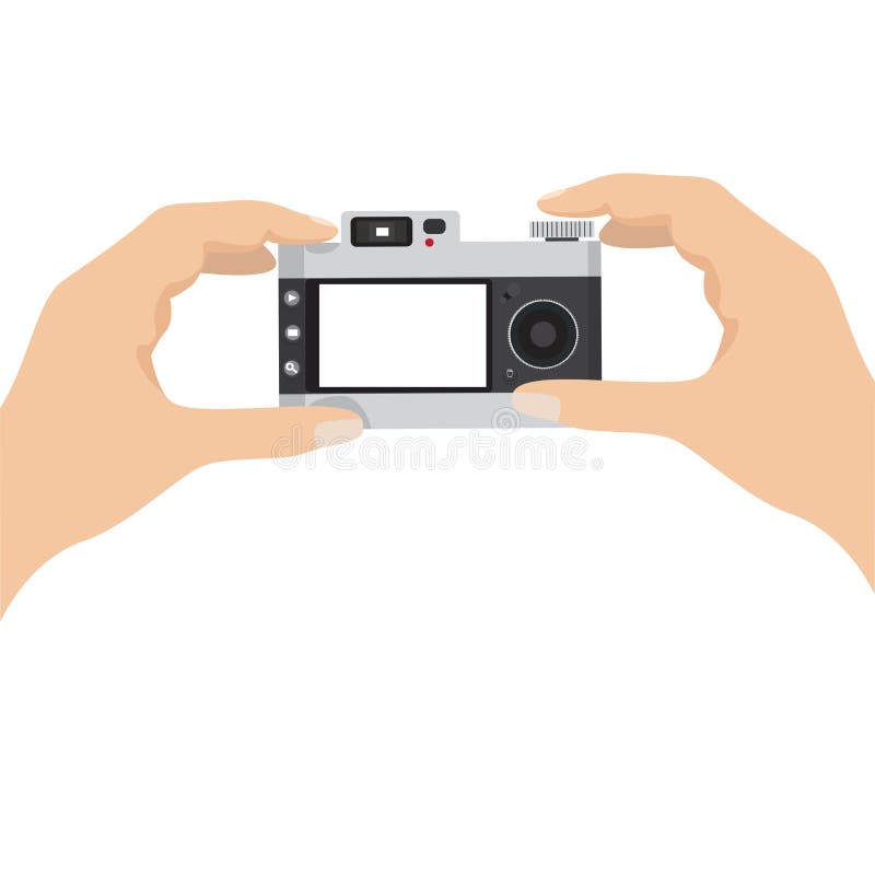 Hands Holding Camera Back View Stock Vector - Illustration of office ...