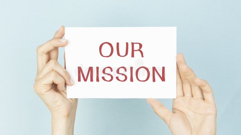 Holding a Card with Text OUR MISSION Stock Photo - Image of jacket ...