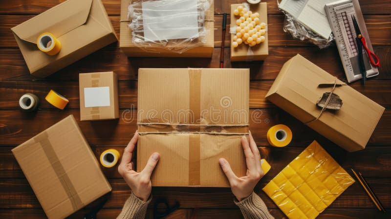 The Hands Holding Cardboard Box.AI Generated Image Stock Photo - Image ...