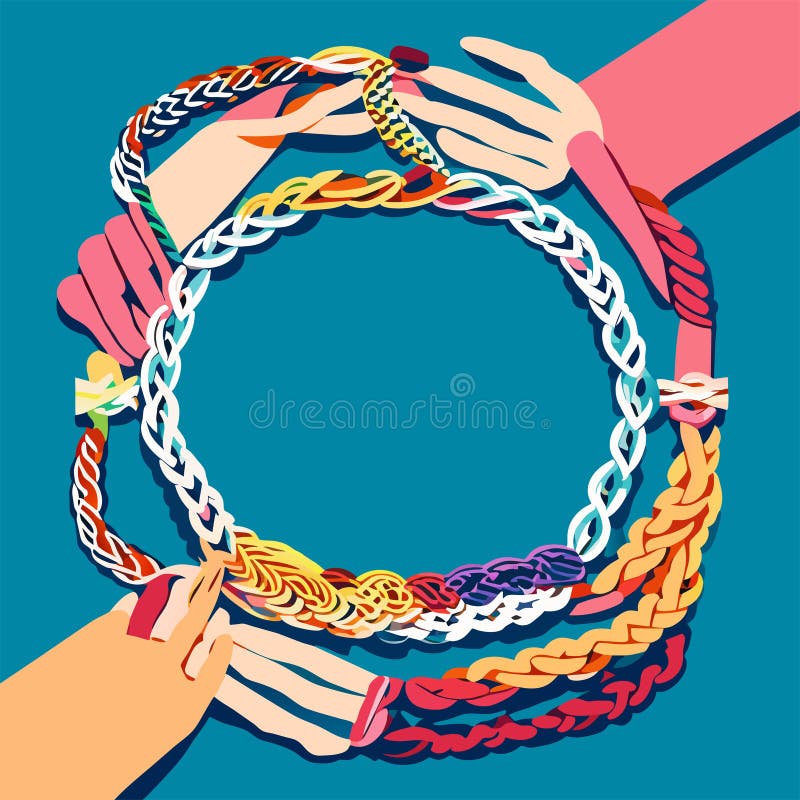 Hands Holding a Chain Around the Neck. Vector Illustration in Flat ...