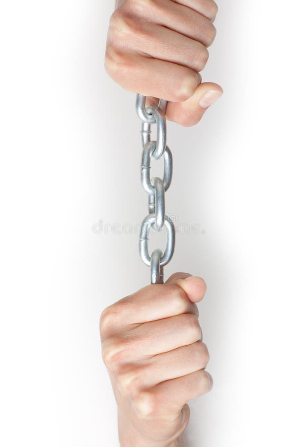 Hands Holding a Chain. Isolated on White Stock Image - Image of ...