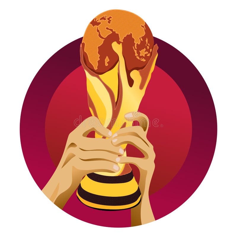 Hands Holding the Championship Trophy. Flat Style Vector Illustration ...