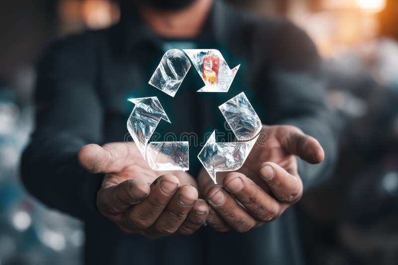Hands Holding Circular Loop Made of Recycled Material Symbolizing ...