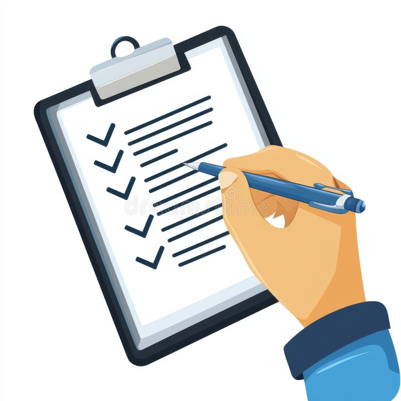 Hands are Holding a Clipboard that Contains a Document with a List ...