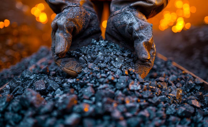 Hands Holding Coal in a Dark Workshop Stock Photo - Image of gloves, closeup: 372332532