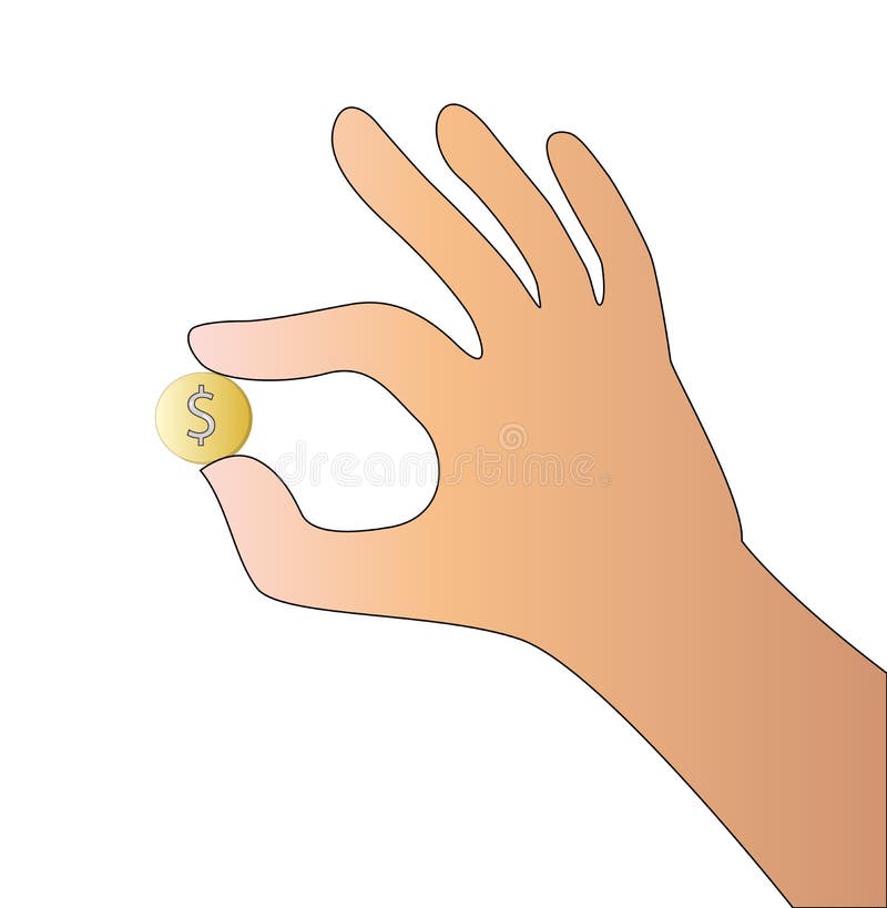 Hands holding the coin stock vector. Illustration of hold - 69921071