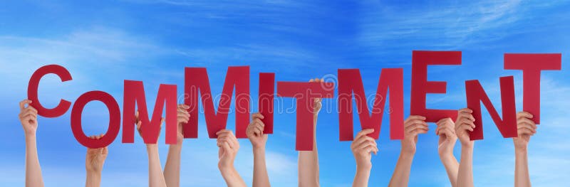 Hands Holding Commitment in the Sky Stock Image - Image of motivational ...