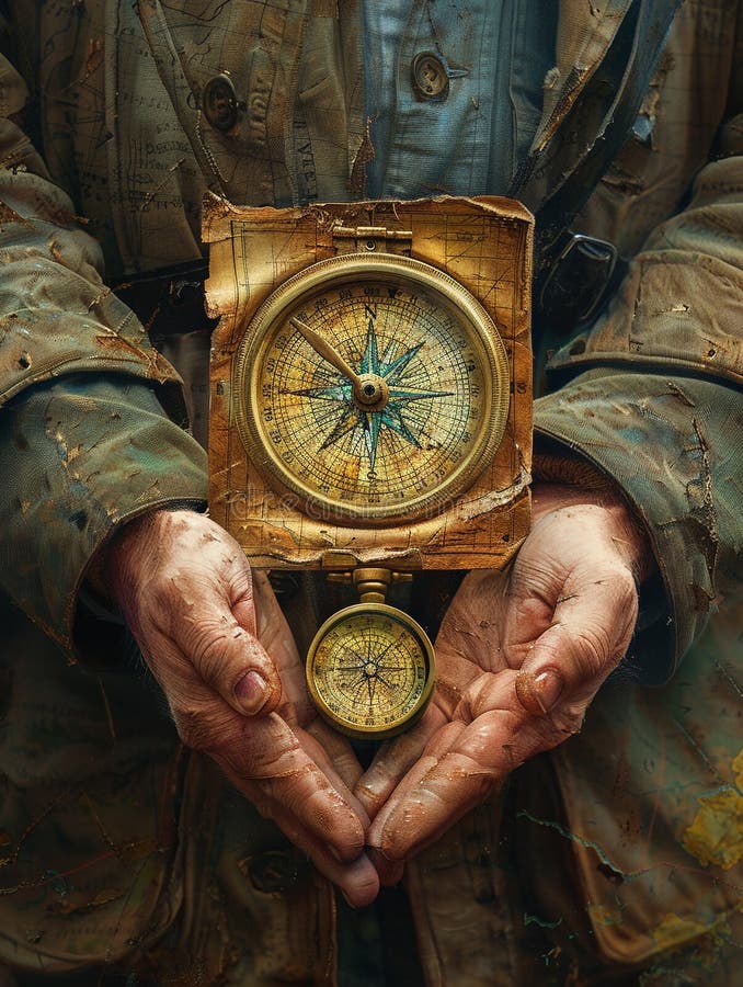 Hands Holding a Compass that Points To Adventure Stock Image - Image of ...