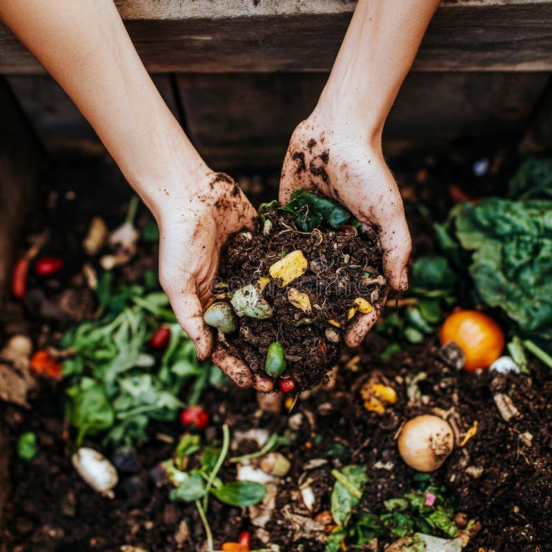 Hands Holding Compost from a Compost Bin Stock Illustration ...