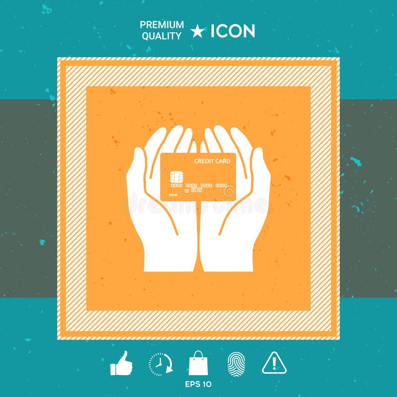 Hands Holding Credit Card. Icon Stock Vector - Illustration of protect ...