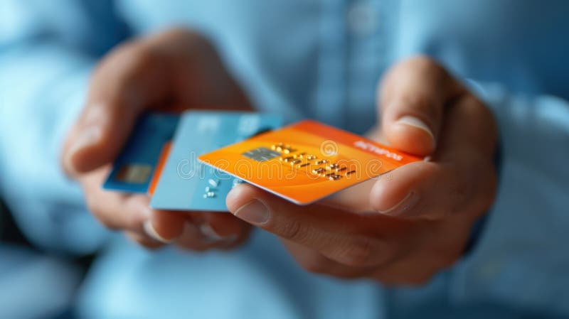 The Hands Holding Credit Cards.AI Generated Image Stock Photo - Image of card, economy: 379893922