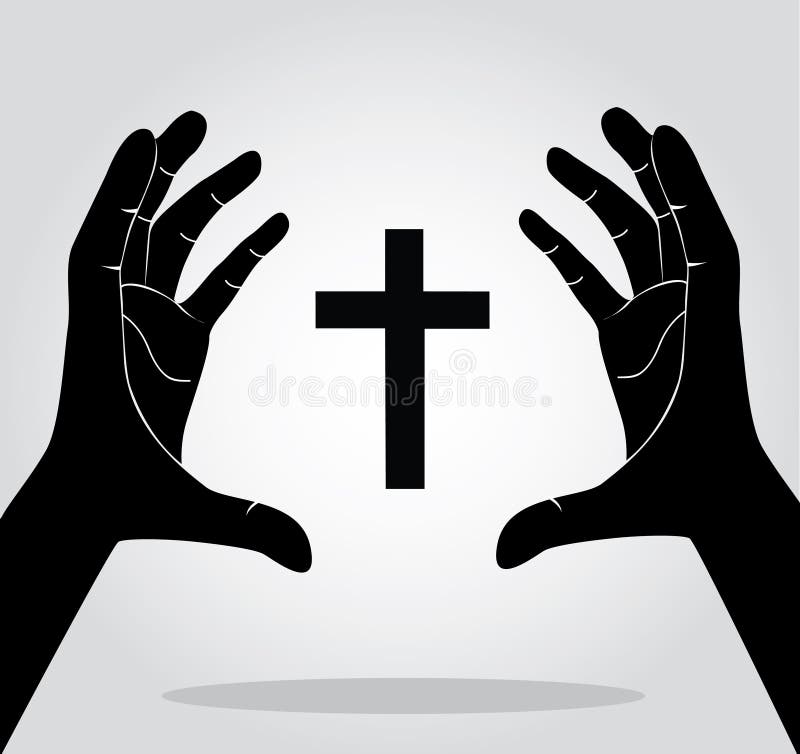 Hands holding the cross stock vector. Illustration of christianity ...