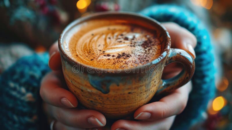 Hands Holding a Cup of Coffee - AI Generated Stock Illustration ...