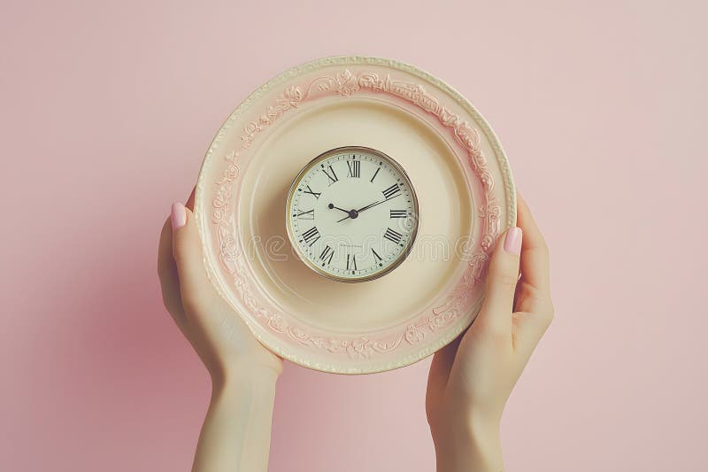 Concept of Intermittent Fasting Shown with Clock on an Elegant Plate ...