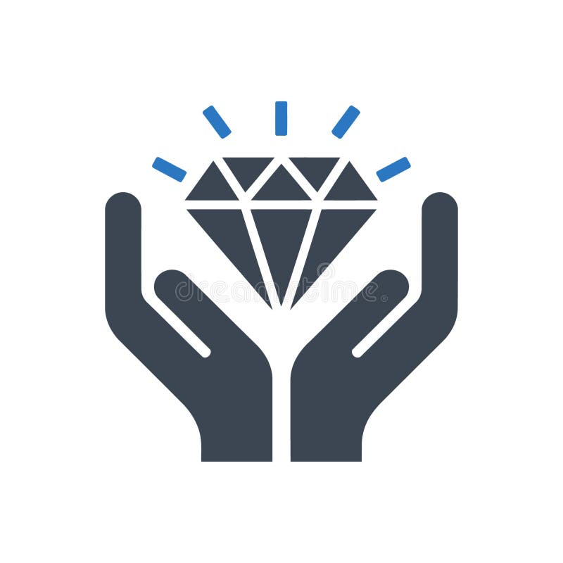 Hands Holding Diamond Icon stock vector. Illustration of icon - 361696148