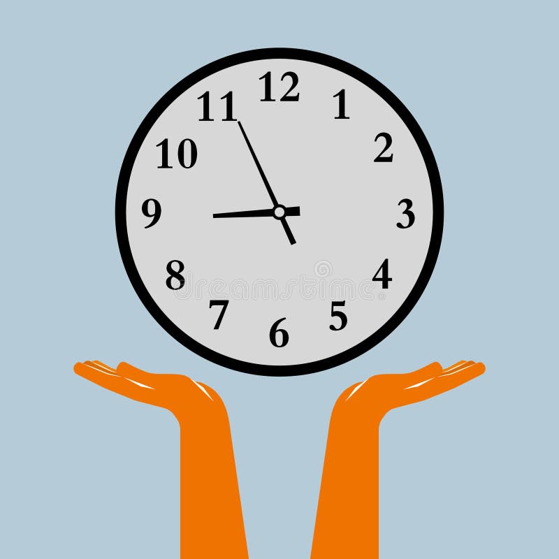 Hands Holding Digital Clock Stock Vector - Illustration of circle ...