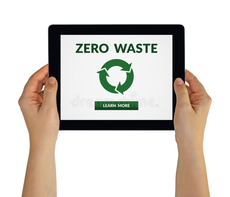 Hands Holding Tablet with Zero Waste Concept on Screen Stock Image ...