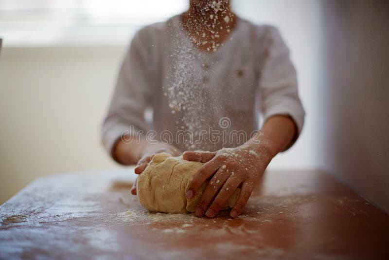 Hands Holding Dough Ready for Baking, Closeup Stock Photo - Image of ...