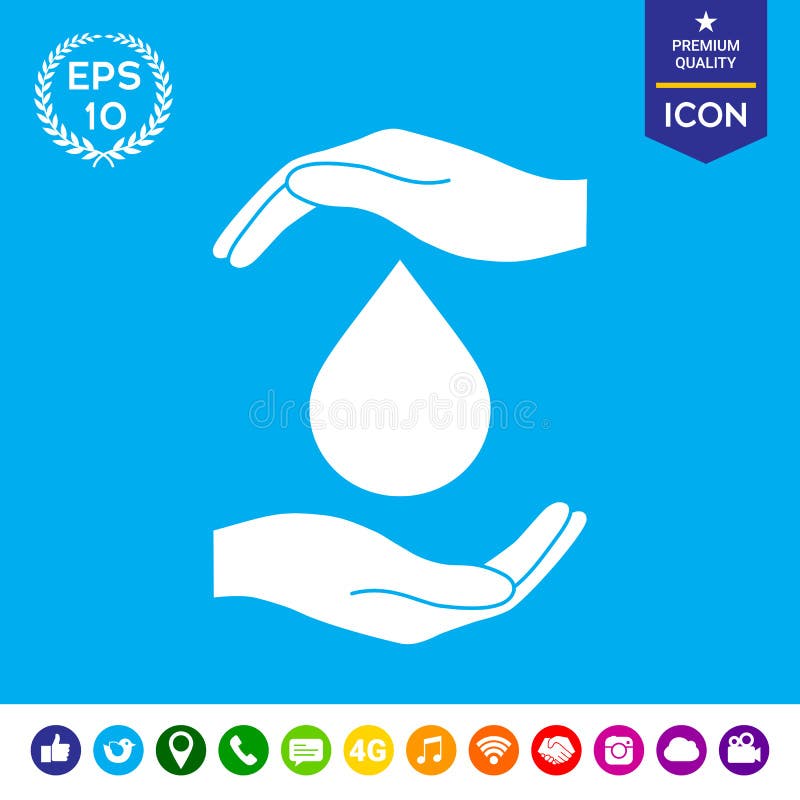 Hands Holding Drop - Protection Icon Stock Illustration - Illustration ...