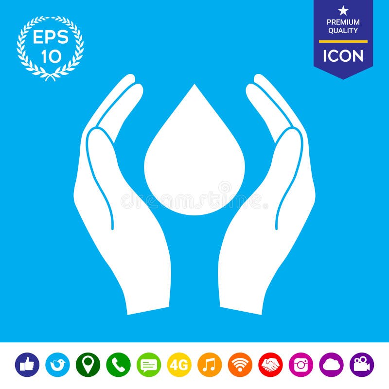 Hands Holding Drop - Protection Symbol Stock Illustration ...