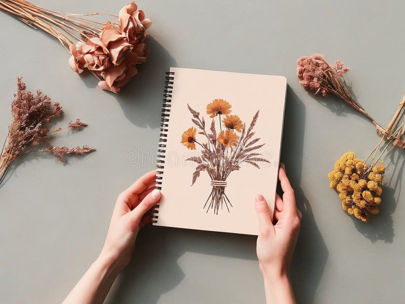 Hands Holding Dry Flowers Plants Collection Notebook - Generated by Ai ...