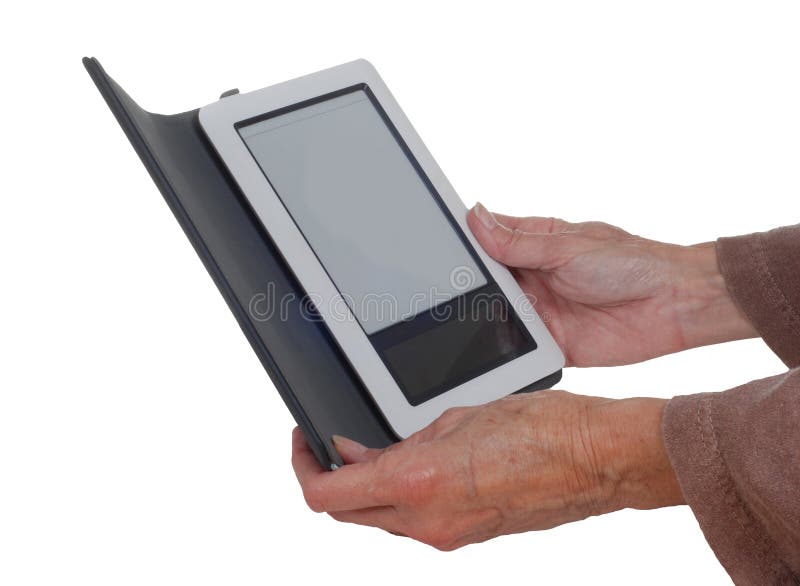 Hands holding an E-Reader. stock photo. Image of equipment - 27700064