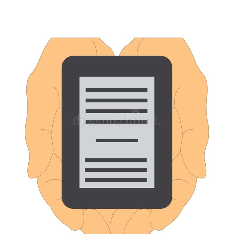 Hands Holding an E-reader Device for E-books Stock Vector ...