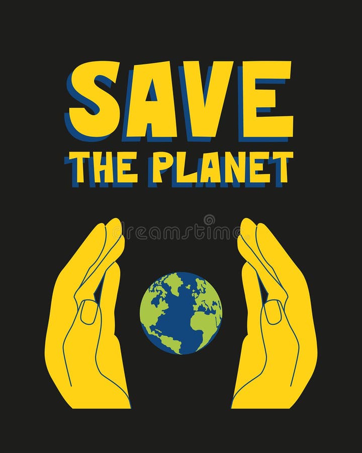 Hands Holding Earth Globe Abstract Poster, Banner with Lettering Phrase ...