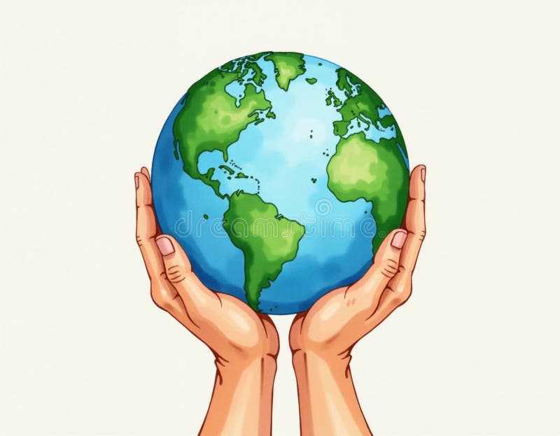 Hands Holding Earth Globe - Environmental Conservation Concept ...